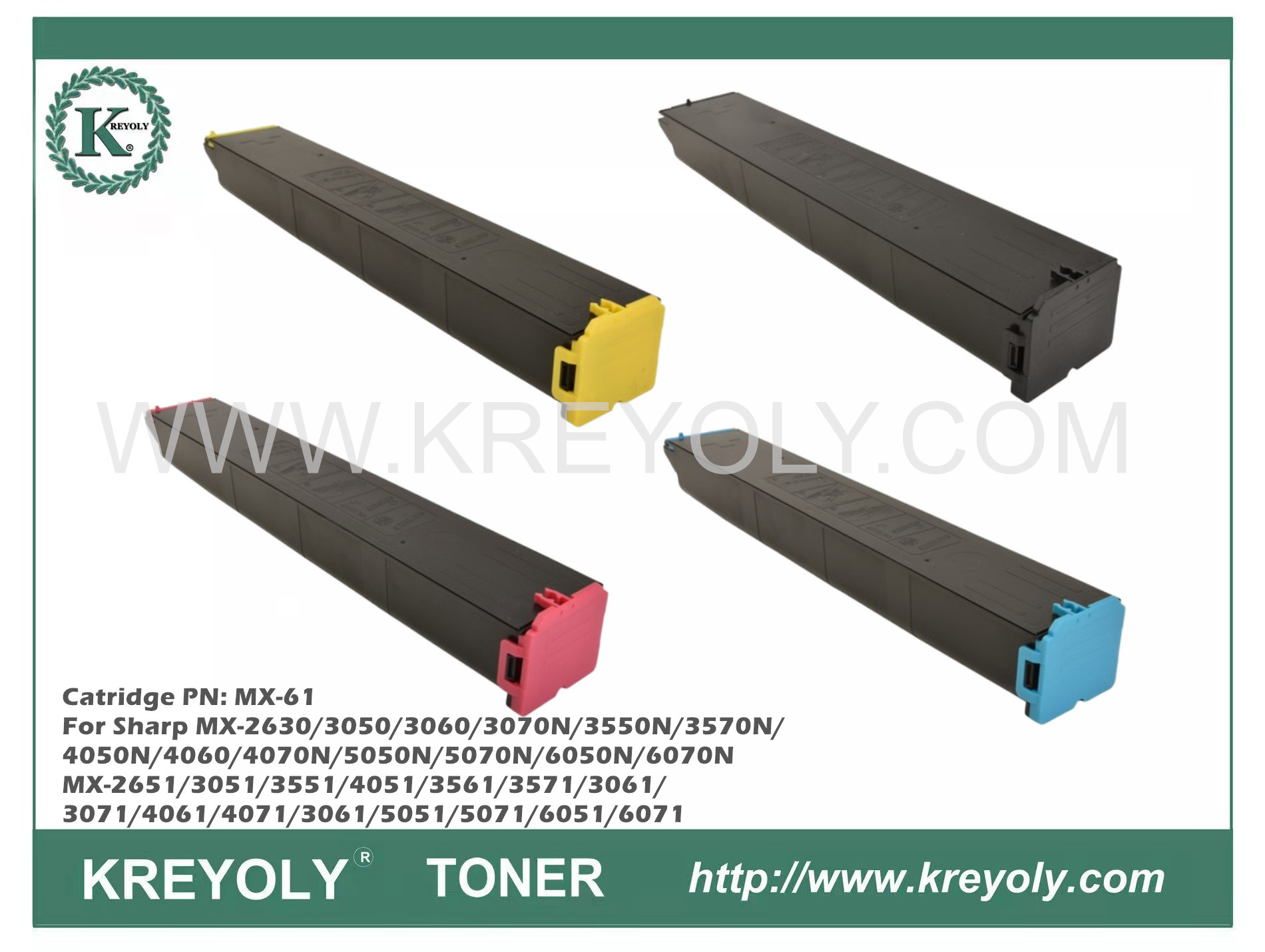 Color Toner Cartridge MX-61 for Sharp MX-2630/3050/3060/3070N/3550N ...